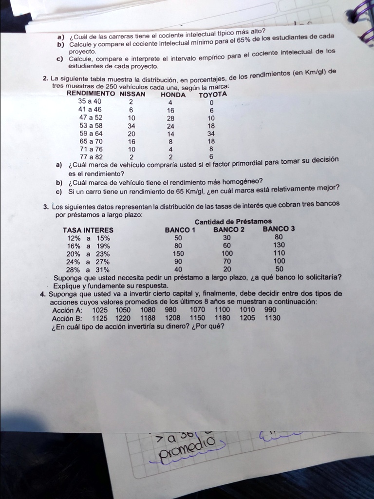 SOLVED: Chicos solo necesito las fórmulas a usar en cada punto es que ...