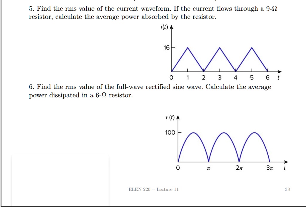 SOLVED: 5 Find the rms value of the current waveform If the current ...