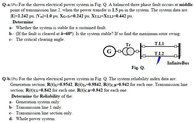 SOLVED: Q-a5PtsFor the shown electrical power system in Fig.Q. A ...