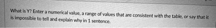 SOLVED:What is Y? Enter a numerical value, range of values that is ...