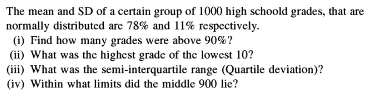 SOLVED: Please solve using R software. The mean and SD of a certain group of 1000 high school ...