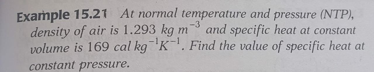 Example 15.21 At normal temperature and pressure (NTP), density of air ...