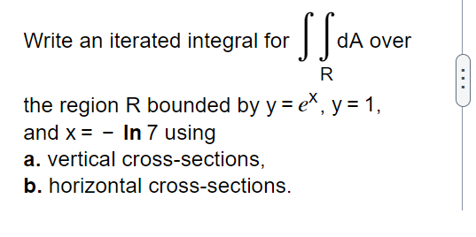 write an iterated integral for iintr d a over the region r bounded by ...