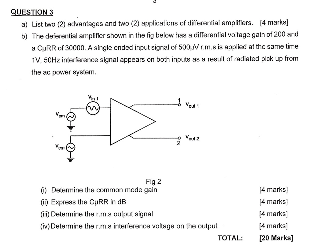 SOLVED: QUESTION 3 a) List two (2) advantages and two (2) applications of differential ...