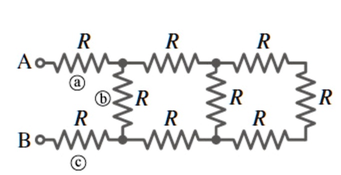 Determine the equivalent resistance of the "ladder" of equal 220 Ω ...