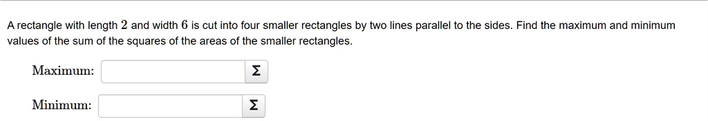 A rectangle with length 2 and width 6 is cut into four...