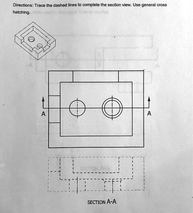 SOLVED: Directions: Trace the dashed lines to complete the section view ...