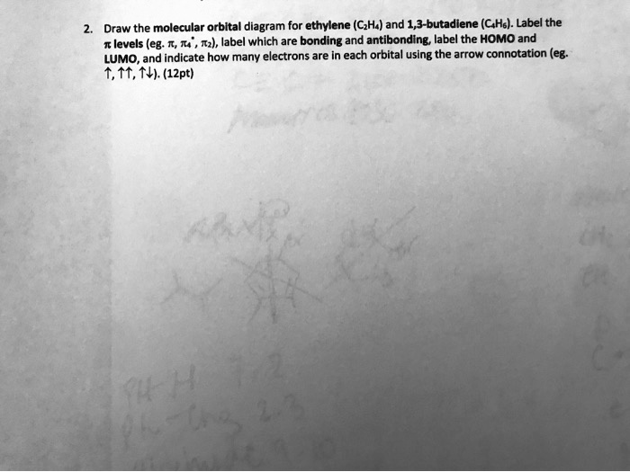 SOLVED: Draw the molecular orbital diagram for ethylene (C2H4) and 1,3 ...