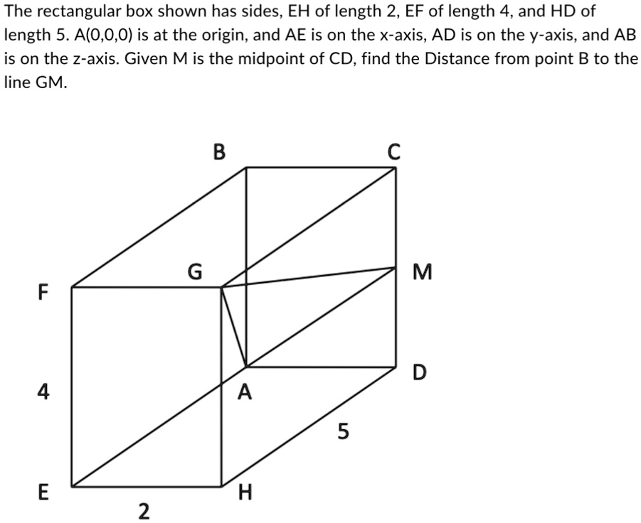 SOLVED: The rectangular box shown has sides,EH of length 2,EF of length ...