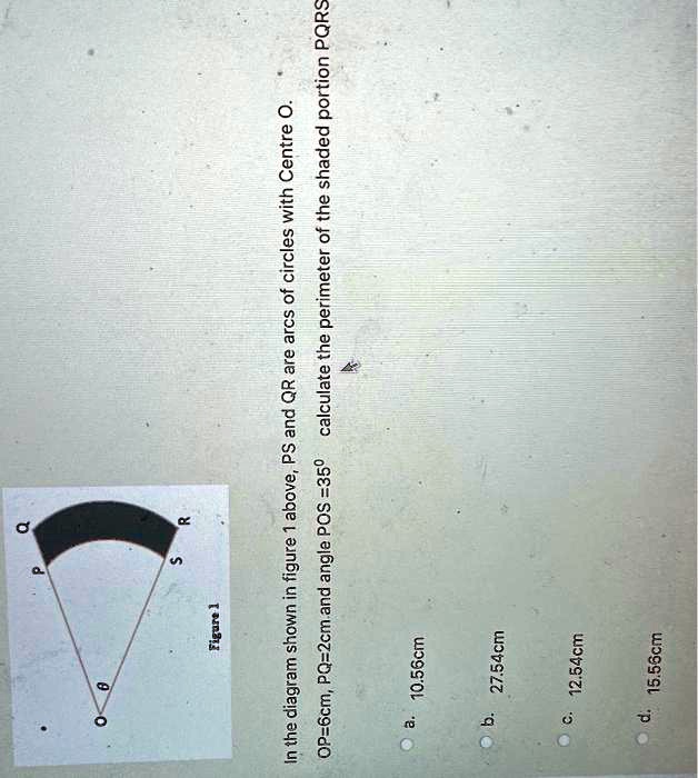 In the diagram shown in figure 1 above, PS and QR are arcs of circles with Centre O. OP=6cm, PQ ...