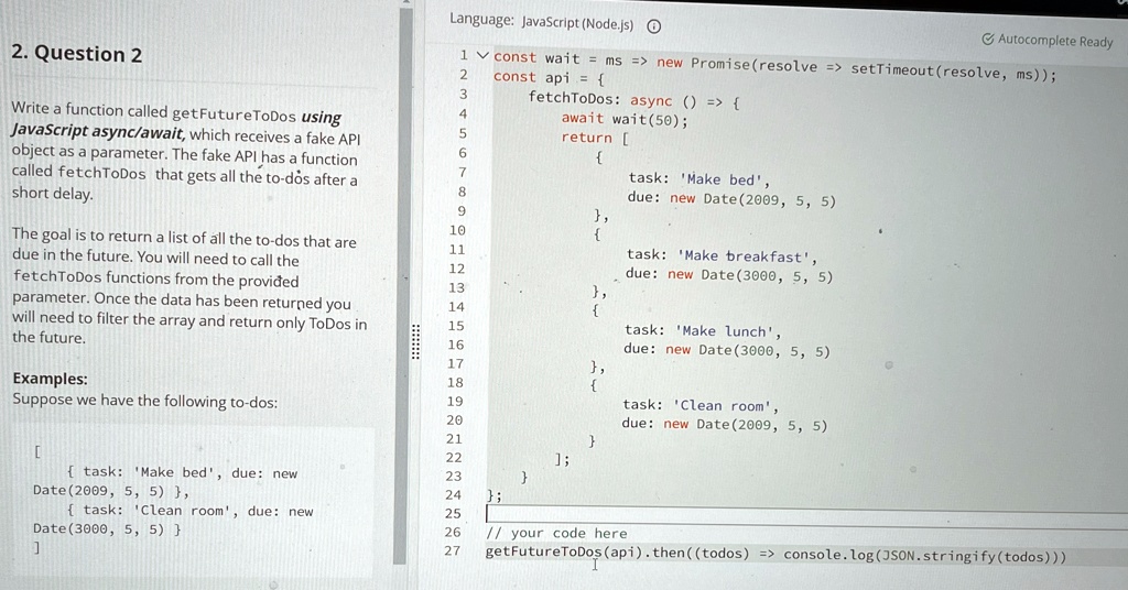SOLVED: Texts: solve in JavaScript Language: JavaScript (Node.js ... SOLVED: Texts: solve in JavaScript Language: JavaScript (Node.js ...
