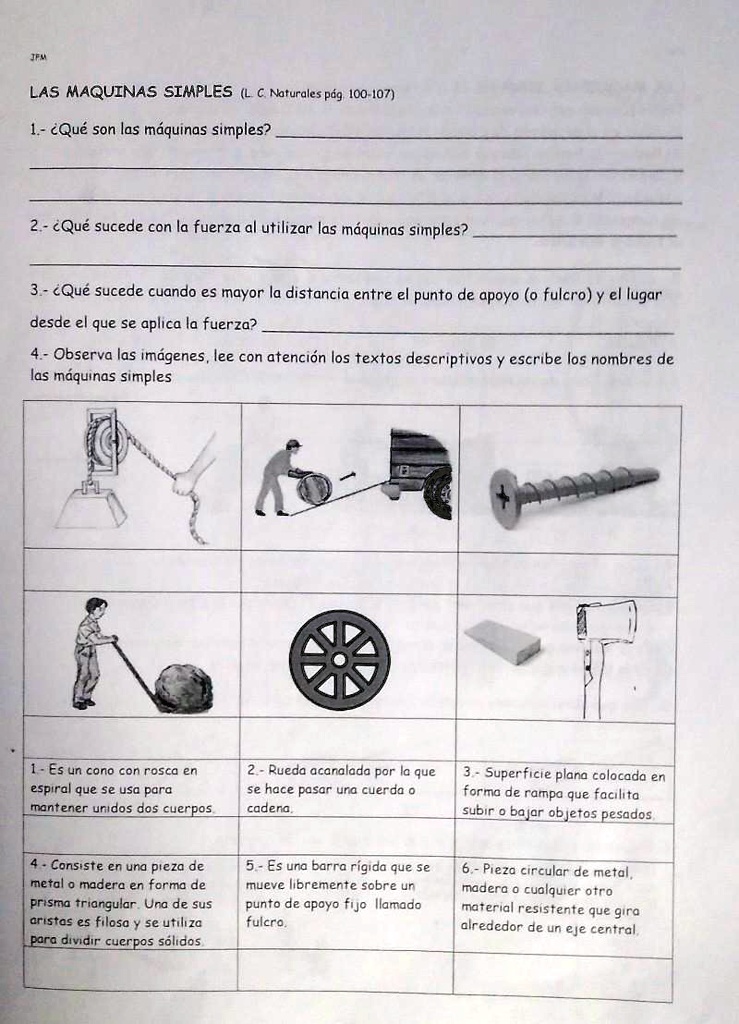SOLVED: ayudaaa es para hoy LAS MAQUINAS SIMPLES Naturales pág 100-107 ...