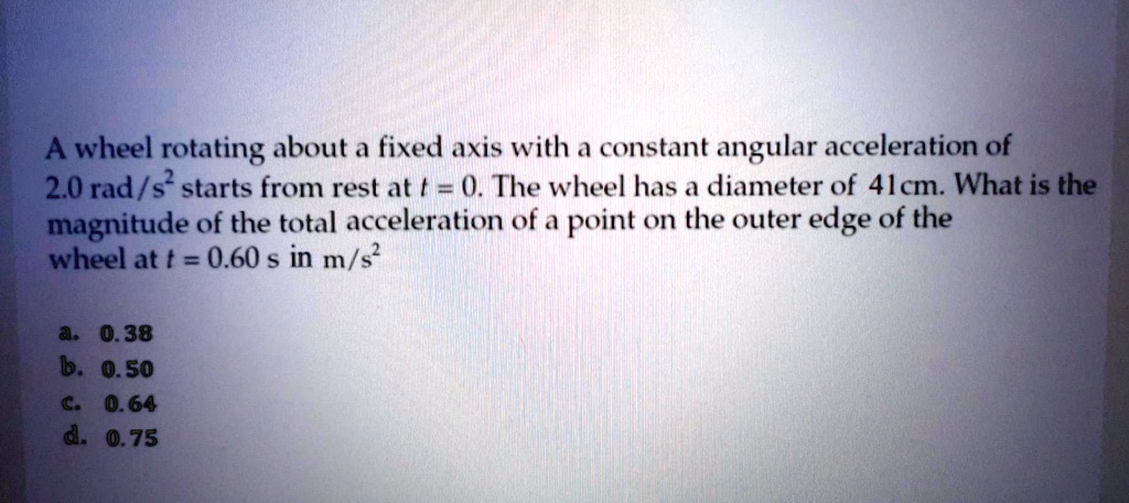 wheel rotating about a fixed axis with 4 constant angular acceleration ...