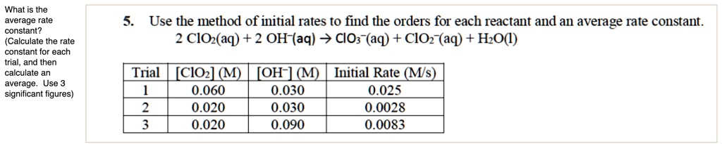 what is the average rate constant calculate the rate constant for each ...