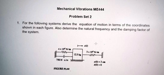 SOLVED: Mechanical Vibrations ME444 Problem Set 2 1. For the following ...