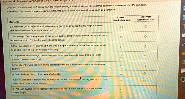 homework semicolons and conjunctive adverbs directions carefully read ...