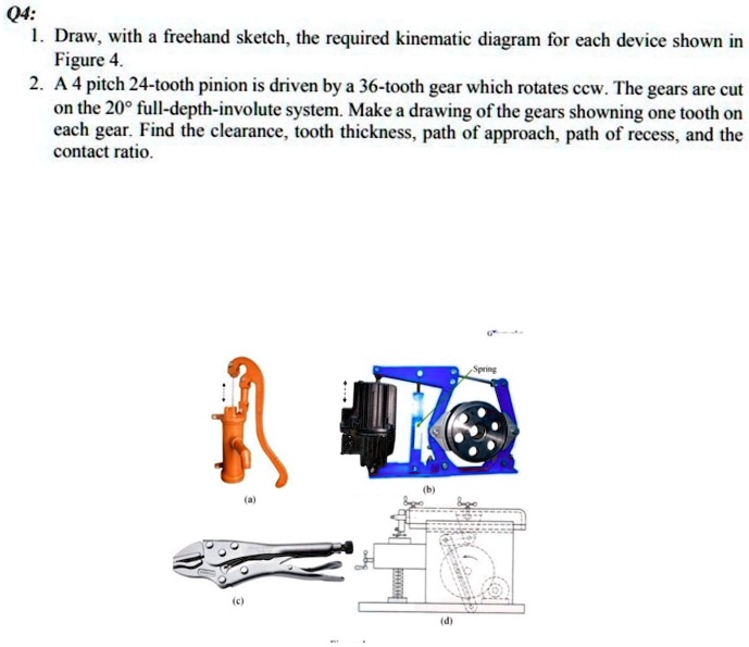 Q4: 1. Draw, with a freehand sketch, the required kinematic diagram for ...
