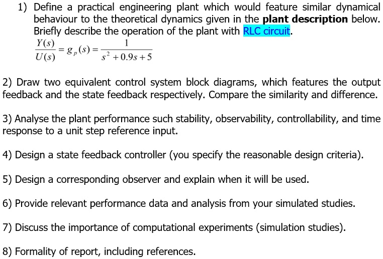 1 define a practical engineering plant which would feature similar ...