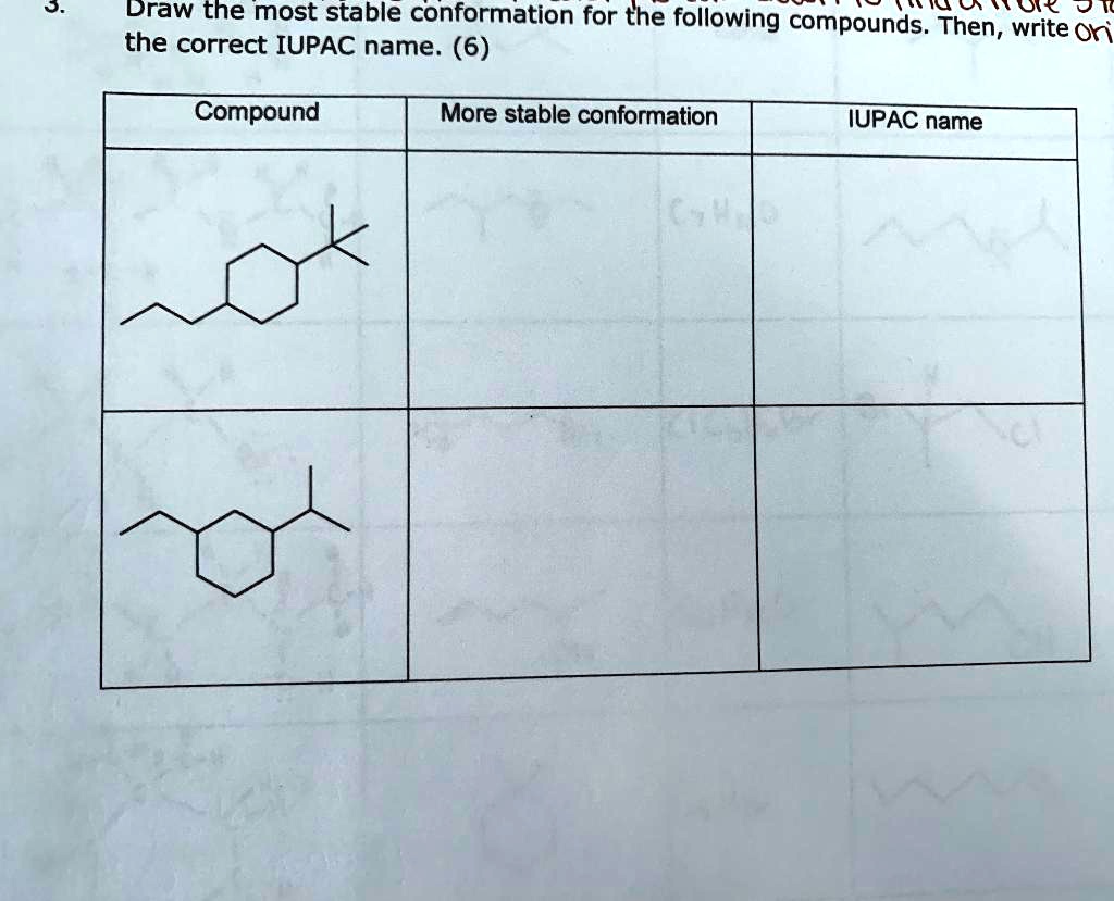 SOLVED: Ta O "l * D C Draw the most stable conformation for the following compounds. Then, write ...