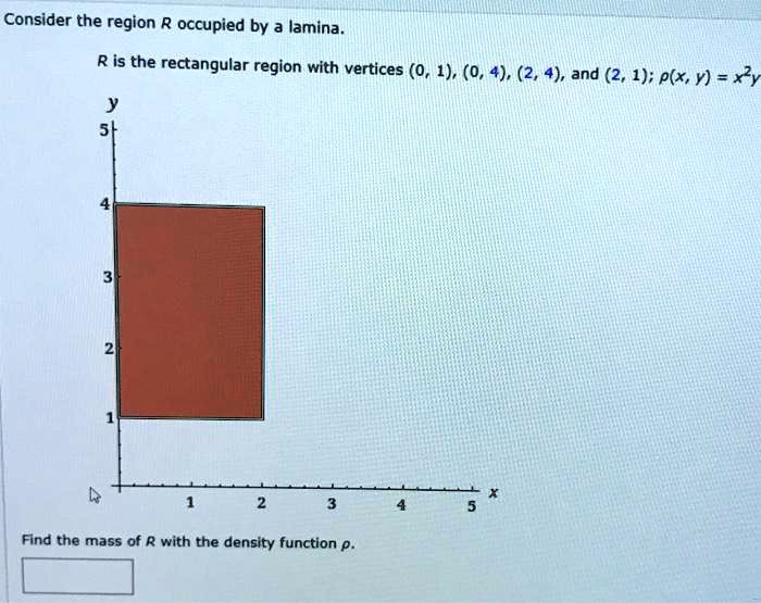 SOLVED:Consider the region R occupied by a lamina_ R is the rectangular ...