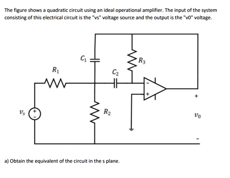 SOLVED: The figure shows a quadratic circuit using an ideal operational amplifier. The input of ...