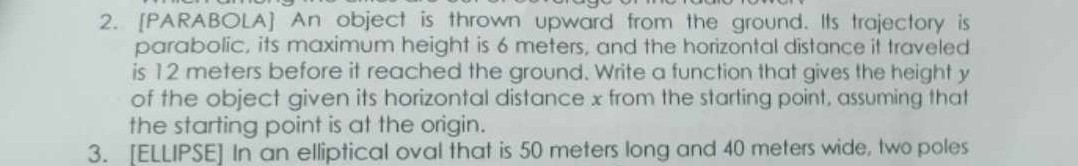 SOLVED: 2. [PARABOLA] An object is thrown upward from the ground. Its ...