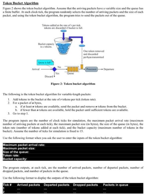 Solved Write A C Program To Simulate The Behavior Of The Token Bucket Algorithm Token Bucket 8864