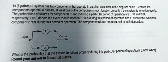 SOLVED: b)6 points) A system has two components that operate in parallel,as shown in the diagram ...
