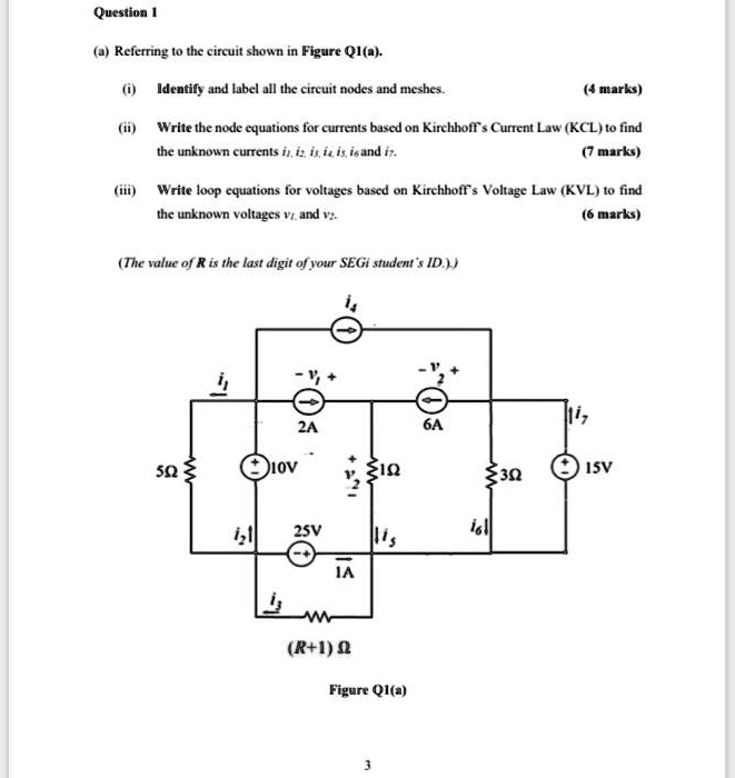SOLVED: R=5 Question1 a Referring to the circuit shown in Figure Q1a) (i) Identify and label all ...
