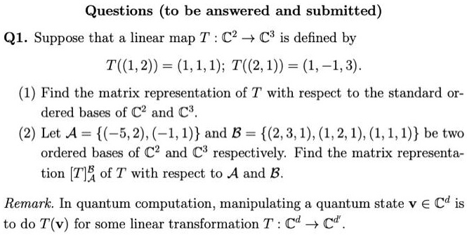 SOLVED:Questions (to be answered and submitted) Q1. Suppose that linear ...