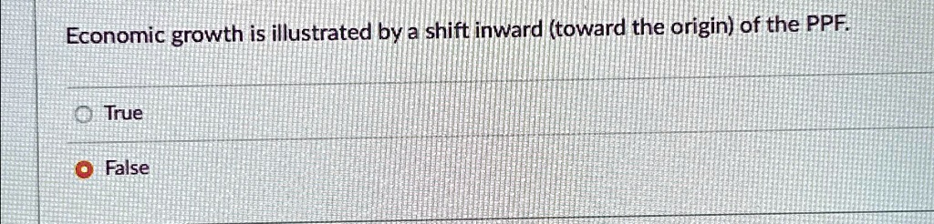 SOLVED: Economic growth is illustrated by a shift inward (toward the ...