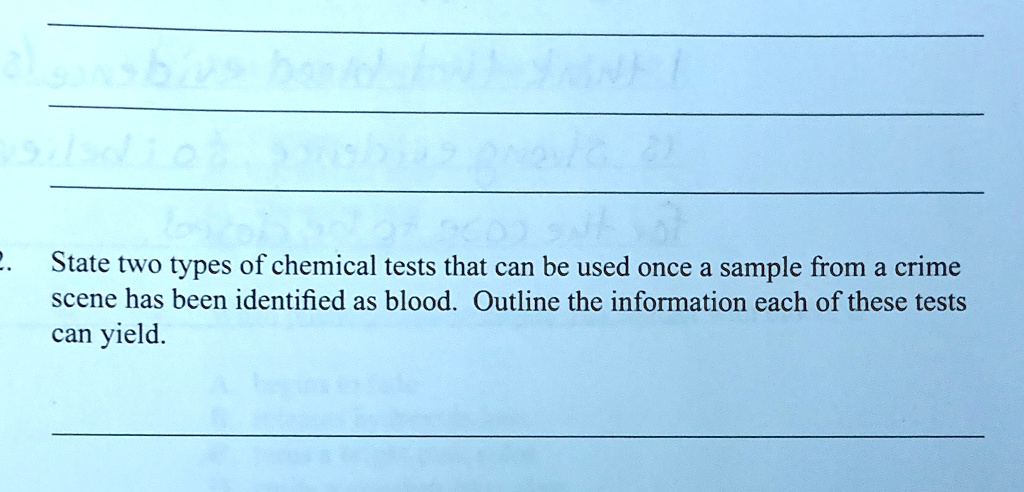 SOLVED: 'Forensics 25 Module 3 Body Fluid Evidence State two types of ...