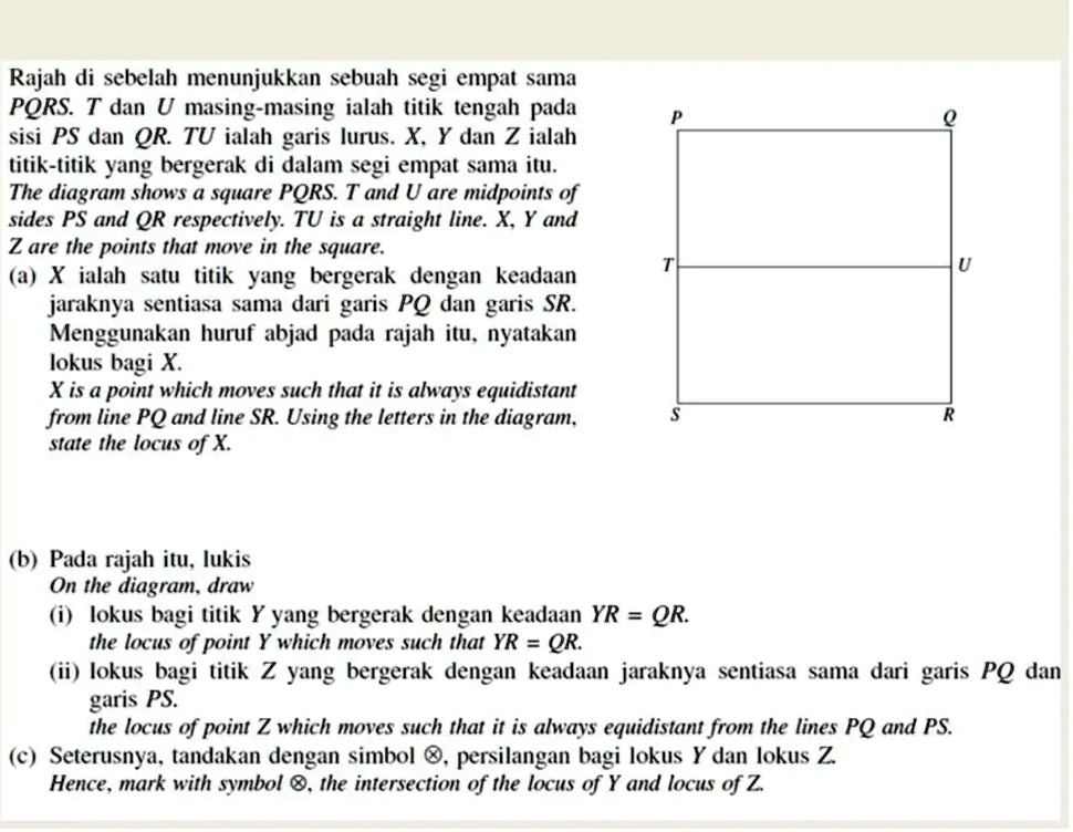 rajah di sebelah menunjukkan sebuah segi empat sama pqrs t dan u masing masing ialah titik ...