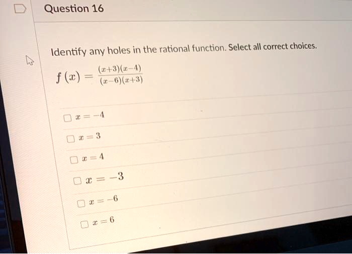 Rational Functions Holes