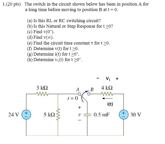 SOLVED: The switch in the circuit shown below has been in position A for a long time before ...