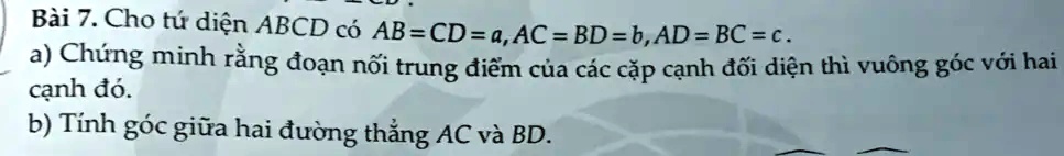 Solved Bà I 7 Cho Tá© Diá‡n Abcd Có Ab Cd A Ac Bd B Ad Bc C A