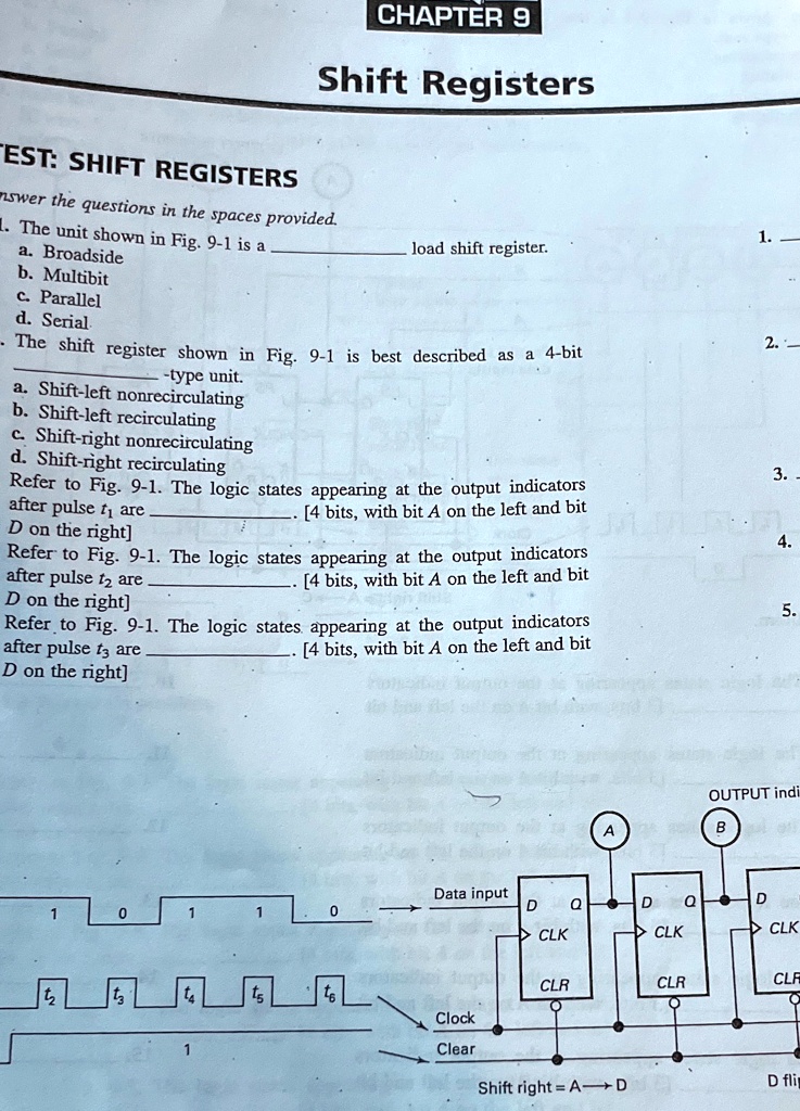 CHAPTER 9 Shift Registers FEST: SHIFT REGISTERS Answer the questions in ...