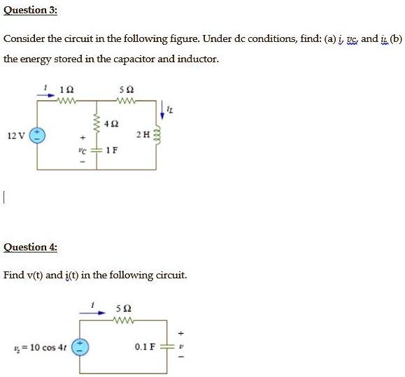 Question 3: Consider the circuit in the following figure. Under dc conditions, find: (a) i, vc ...