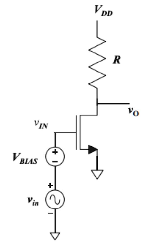 SOLVED: A MOSFET is wired as a common-source amplifier as shown below ...