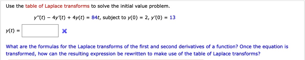 Use the table of Laplace transforms to solve the init… - SolvedLib