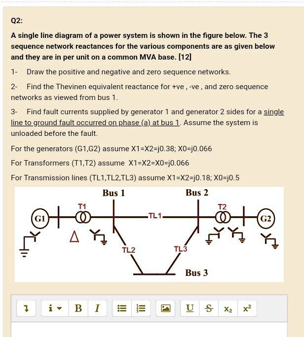 A single line diagram of a power system is shown in the figure below ...