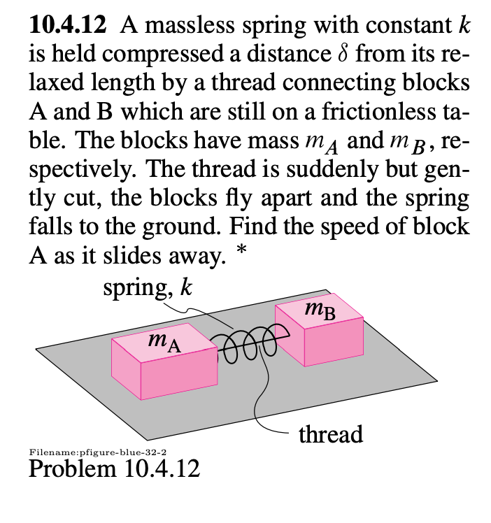 10.4.12 A massless spring with constant k is held compressed a distance ...