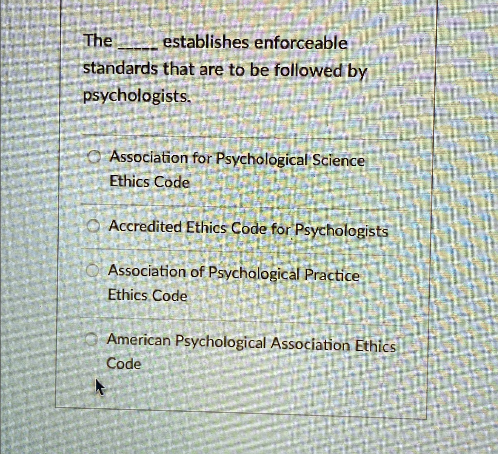 SOLVED: The establishes enforceable standards that are to be followed ...