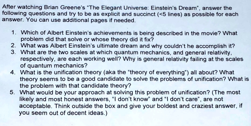 After watching Brian Greene's "The Elegant Universe: Einstein's Dream ...