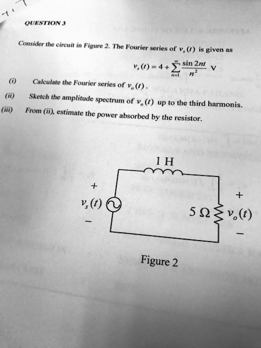 SOLVED: Consider the circuit in Figure 2. The Fourier series of v is given as: (i) Calculate the ...