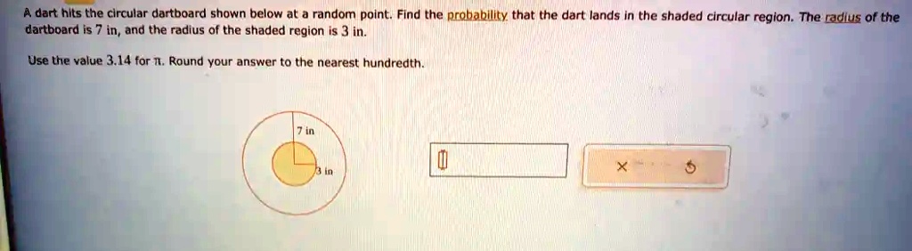A dart hits the circular dartboard shown below at a random point. Find the probability that the ...