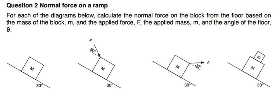 question 2 normal force on a ramp for each of the diagrams below ...