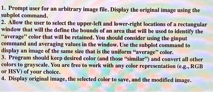 Solved Matlab Programming Exercise 1 Image Processing And Color Conversion 1 Prompt The User