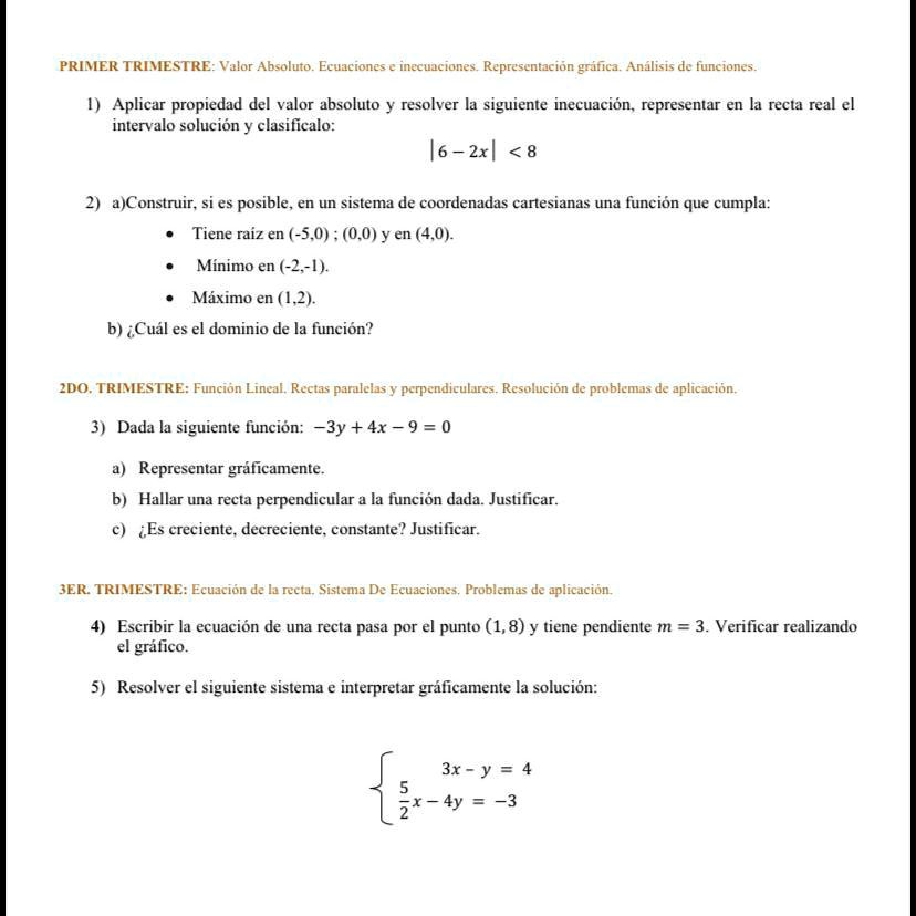 SOLVED: Cómo resuelvo estos problemas ? PRIMER TRLMESTRE: Valor Absoluto . Ecuaciones ...