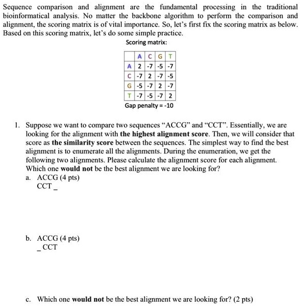 Solved Texts Sequence Comparison And Alignment Are Fundamental Processes In Traditional 5718